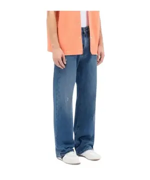 MSGM Distressed Straight Leg Jeans - Blue