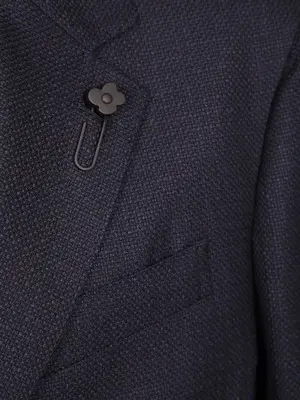 LARDINI Textured Slim-lapel Blazer - Blue