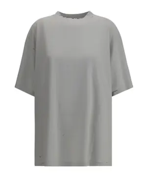 Balenciaga Distressed Graffiti Logo Cotton T-shirt - Gray