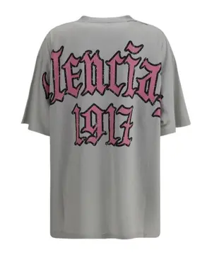 Balenciaga Distressed Graffiti Logo Cotton T-shirt - Gray