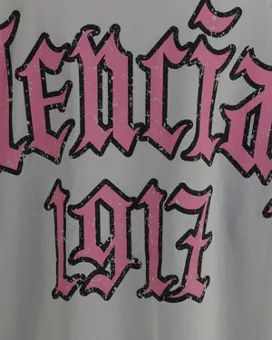 Balenciaga Distressed Graffiti Logo Cotton T-shirt - Gray