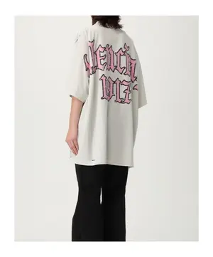 Balenciaga Distressed Graffiti Logo Cotton T-shirt - Gray