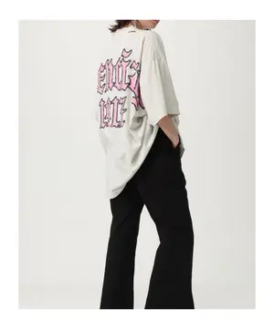 Balenciaga Distressed Graffiti Logo Cotton T-shirt - Gray