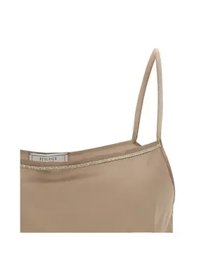 Peserico Embellished Strap Top - Brown