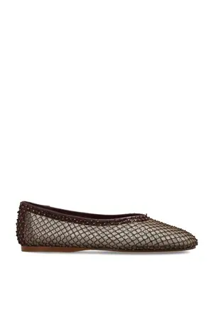 FORTE_FORTE Studded Net Ballet Flats - Chocolate-colored