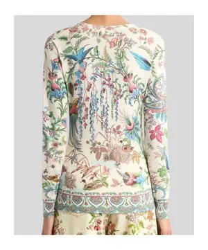 Etro Silk And Cashmere Sweater With Flora And Fauna Motif