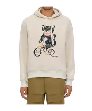 MSGM Graphic Print Hoodie - Nude