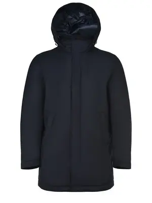 Herno Hooded Down Jacket With Snap And Zipper Closure