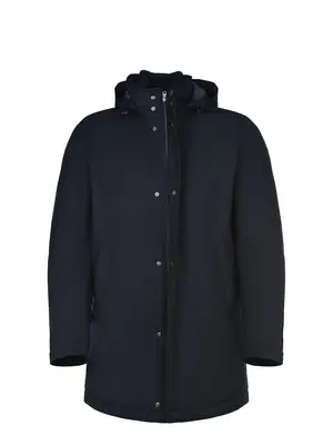 Herno Hooded Down Jacket With Snap And Zipper Closure