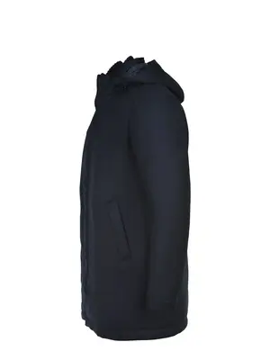 Herno Hooded Down Jacket With Snap And Zipper Closure