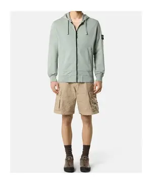 Stone Island Logo Patch Zip-up Hoodie - Sage