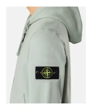 Stone Island Logo Patch Zip-up Hoodie - Sage