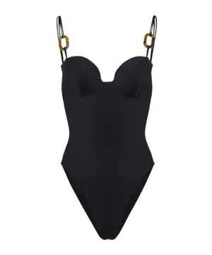 Magda Butrym Retro Bustier One-piece Swimsuit With Ring Detail - Black