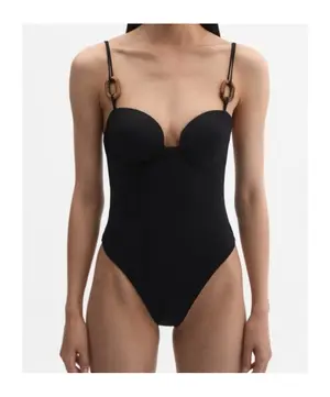 Magda Butrym Retro Bustier One-piece Swimsuit With Ring Detail - Black