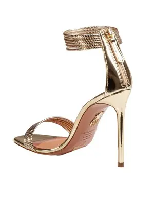 AQUAZZURA Mirrored Leather Stiletto Sandals
