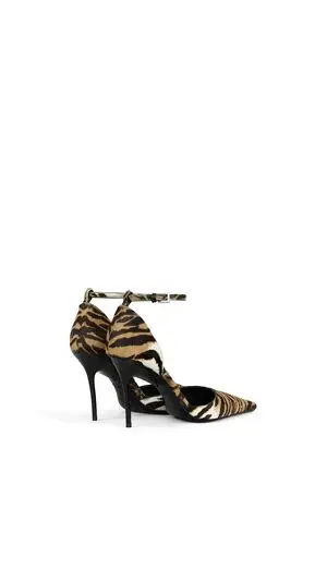 Alaïa Ankle Strap Stiletto Heels With Tiger Print - Black