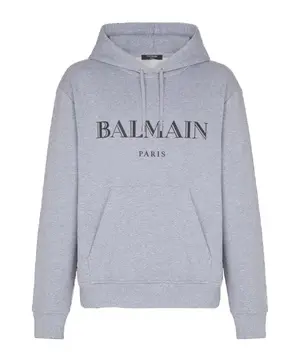 Balmain Printed Hoodie - Gray