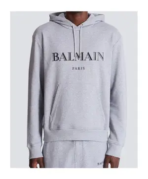 Balmain Printed Hoodie - Gray