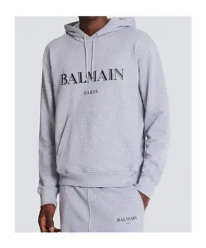 Balmain Printed Hoodie - Gray