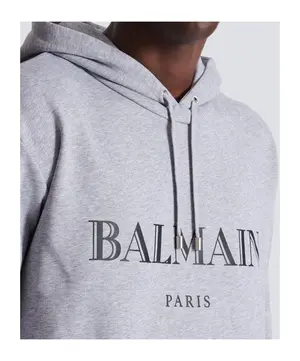 Balmain Printed Hoodie - Gray