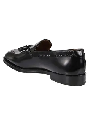 DOUCAL'S Leather Tassel Loafers - Black
