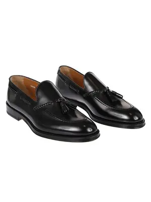 DOUCAL'S Leather Tassel Loafers - Black