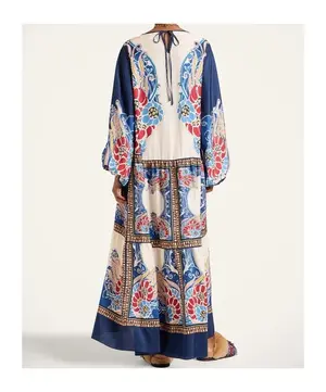 La DoubleJ Printed Silk Maxi Dress - Blue