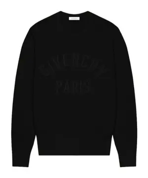 Givenchy Logo Embossed Ribbed Hem Sweater - Black