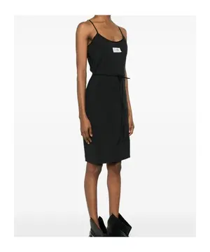 MAISON MARGIELA Spaghetti Strap Logo Patch Mini Dress