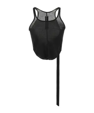 Rick Owens Crewneck Sleeveless Tank Top With Raw Edge Hem - Black