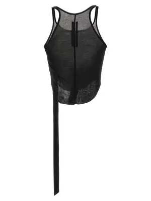 Rick Owens Crewneck Sleeveless Tank Top With Raw Edge Hem - Black