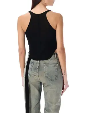 Rick Owens Crewneck Sleeveless Tank Top With Raw Edge Hem - Black
