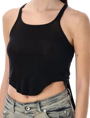Rick Owens Crewneck Sleeveless Tank Top With Raw Edge Hem - Black