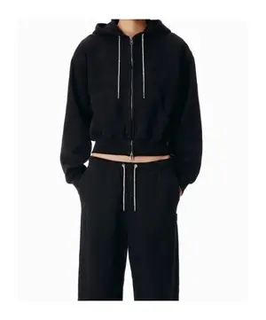 Alexander Wang Embellished Drawcord Zip-up Hoodie - Black