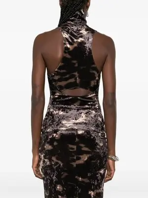 Nanushka High-neck Sleeveless Velvet Top With Animal Print
