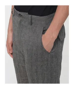 Dries Van Noten Pleated Herringbone Trousers - Black