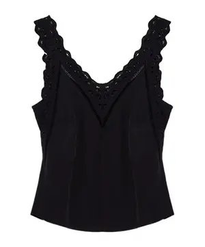 Isabel Marant Étoile Fradella Sleeveless V-neck Top With Lace Trim