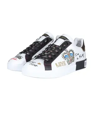 Dolce & Gabbana Portofino Printed Sneakers - White