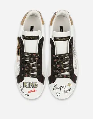 Dolce & Gabbana Portofino Printed Sneakers - White
