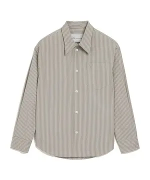AMI Paris Striped Long-sleeved Collared Shirt