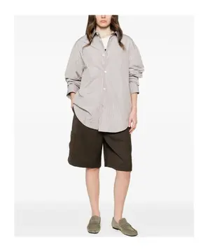 AMI Paris Striped Long-sleeved Collared Shirt