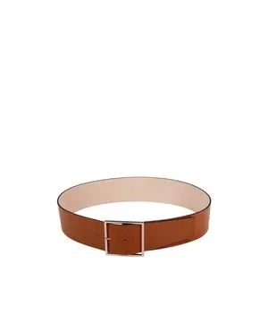 Max Mara Square Buckle Leather Belt - Brown