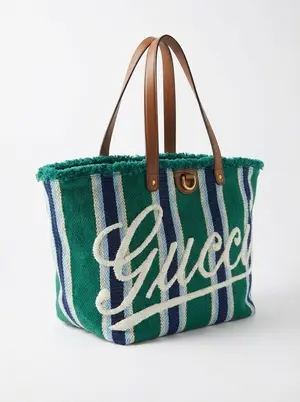 Gucci Embroidered Canvas Tote Bag