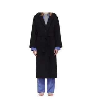 TEKLA Terry Hooded Bathrobe - Black