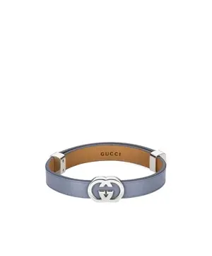 Gucci Interlocking G Leather Bracelet - Ice-blue