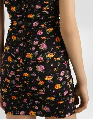 Dolce & Gabbana Floral Print Ruched Dress - Multi-colored