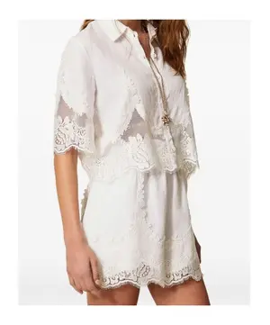 TWINSET Scalloped Lace Trim Shorts