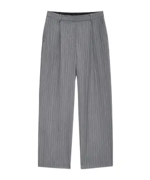 ANINE BING Pinstriped Pleated Trousers - Grey