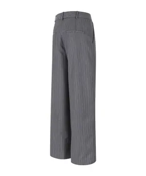 ANINE BING Pinstriped Pleated Trousers - Grey