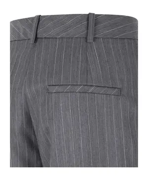 ANINE BING Pinstriped Pleated Trousers - Grey